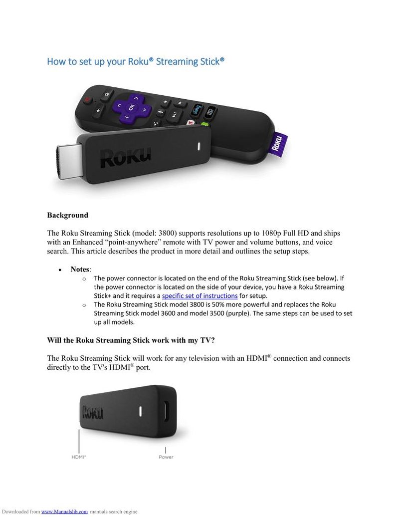 Buy/Download Roku Roku Stick 3800x Roku Stick 3800x Streaming Media Player