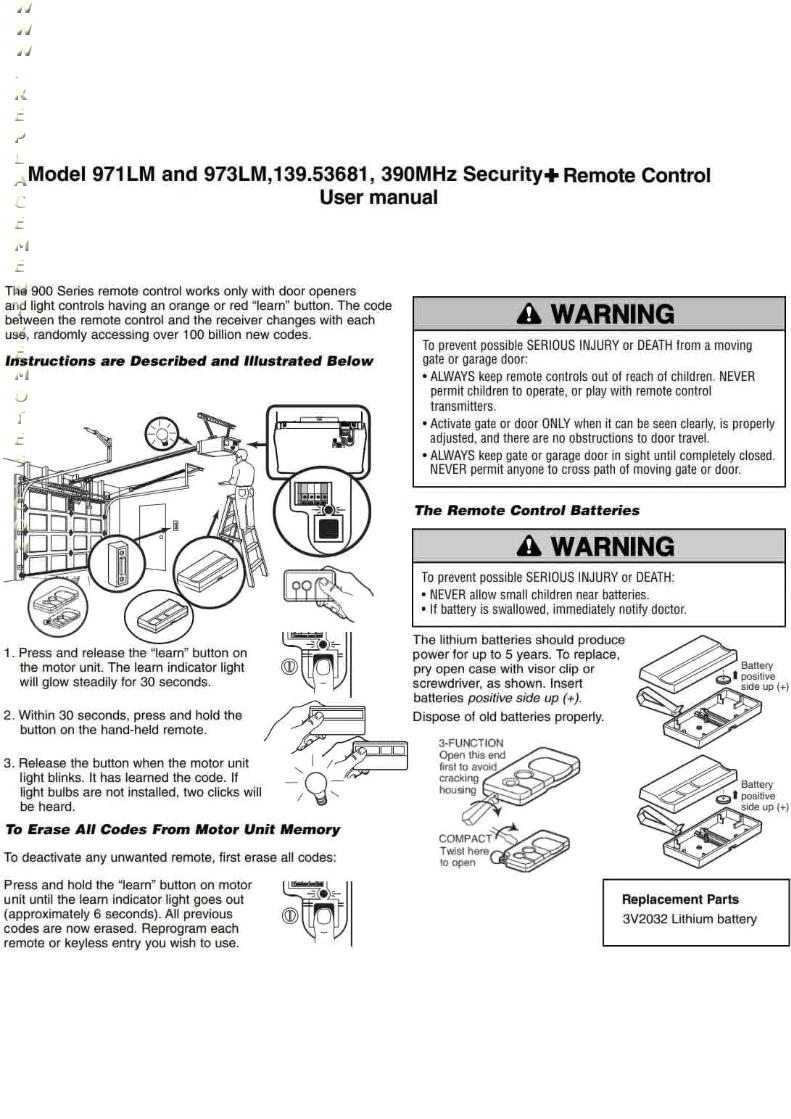 Buy ANDERIC 973LM for Red/Orange Learning Key of Liftmaster Chamberlain ...