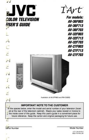 Buy JVC AV36F803OM AV27F703 AV27F713 AV27F803 TV TV Operating Manual