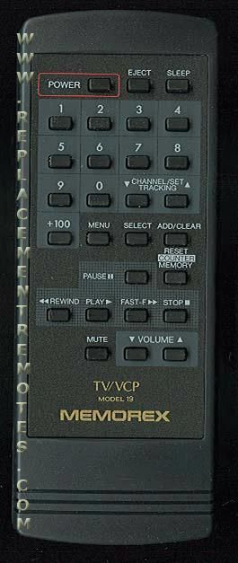 Buy Memorex MODEL19 VCR VCR Remote Control