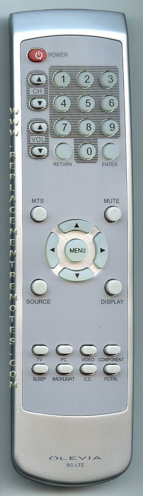 Buy Olevia RCLTESilver -RCLTE Silver TV TV Remote Control