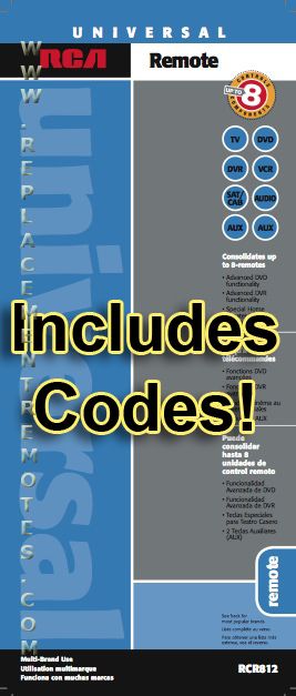 Buy/Download RCA RCR812/RCR815 & CODESOM Universal Remote Control Universal