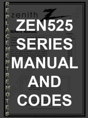 Buy/Download Zenith ZEN525 CodesOM Universal Remote Control Universal Remote
