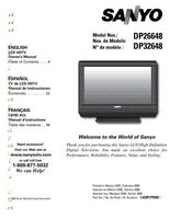 Sanyo Operating Manuals: KMS1812 to DP42848 DP46848 ...